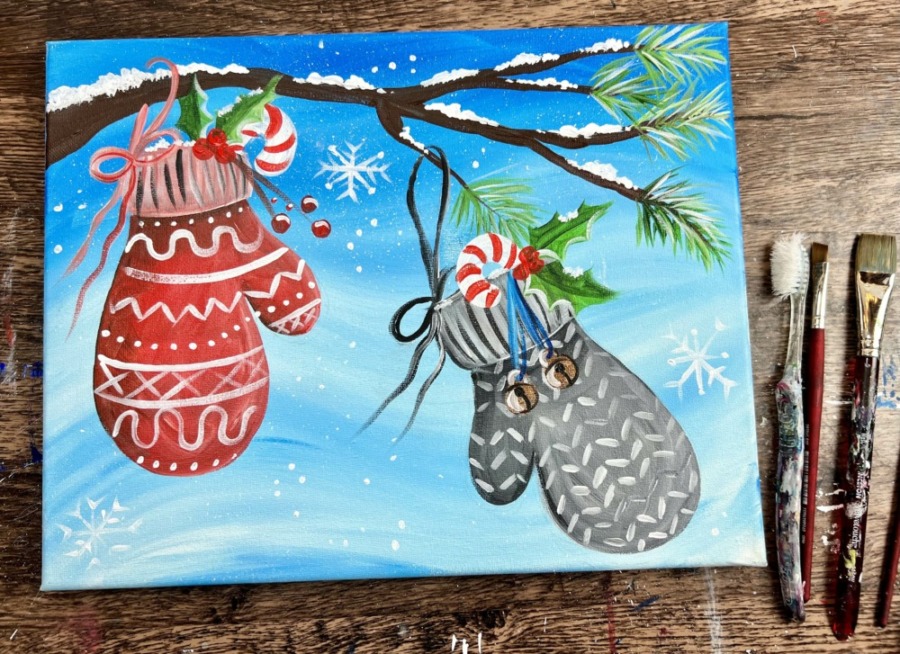 How To Paint "Christmas Mittens" - Acrylic Painting Tutorial - Tracie ...