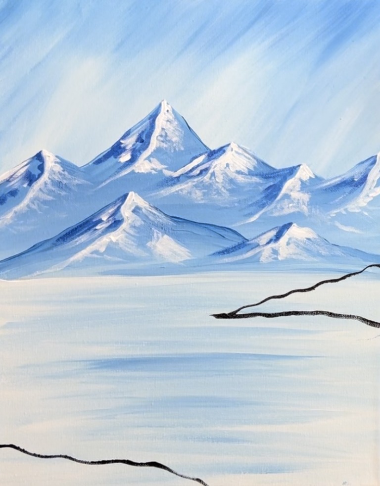 Snowy Mountain Scene - Acrylic Painting Tutorial - Tracie Kiernan ...