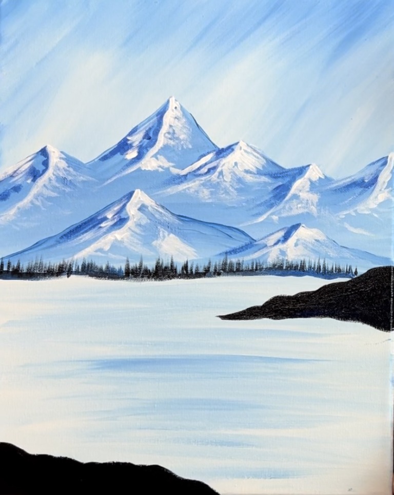 Snowy Mountain Scene - Acrylic Painting Tutorial - Tracie Kiernan ...
