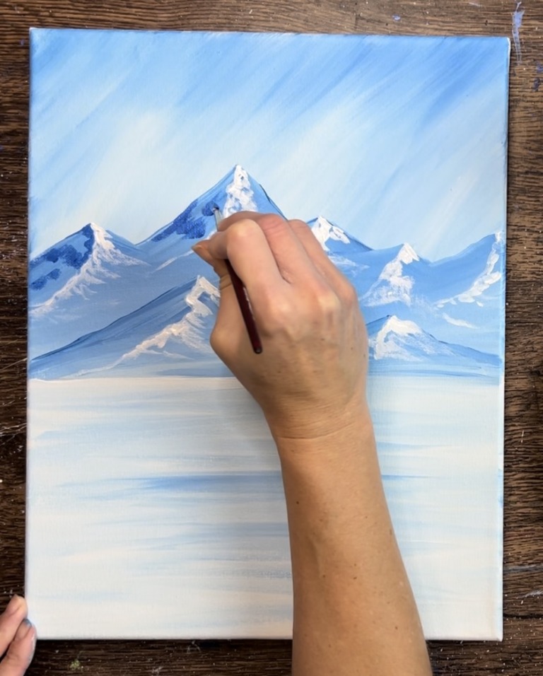 Snowy Mountain Scene - Acrylic Painting Tutorial - Tracie Kiernan ...