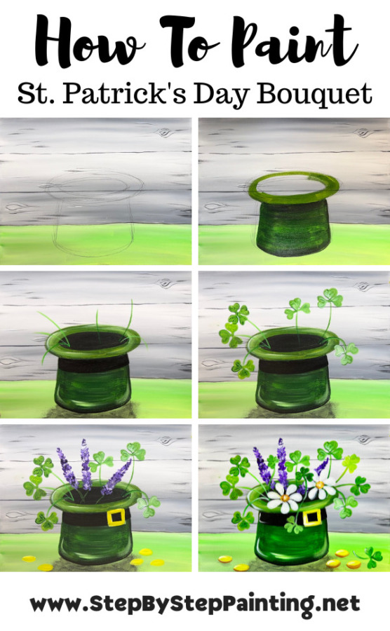 St. Patrick's Day Bouquet - Acrylic Painting Tutorial - Tracie Kiernan ...