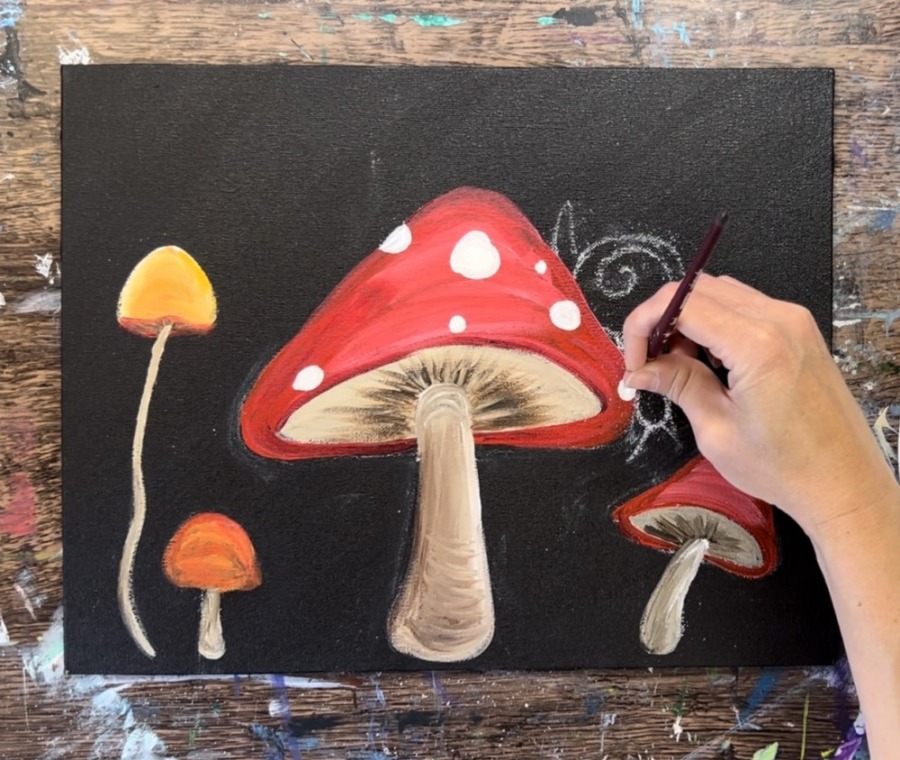 Mushroom Painting - Easy Online Acrylic Painting Tutorial