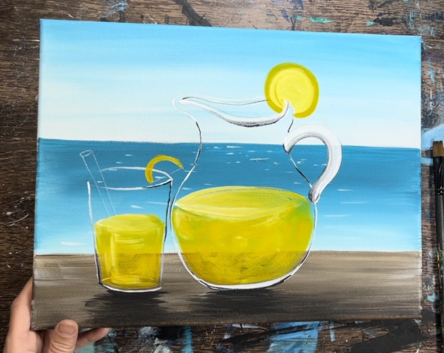 How To Paint "Lemonade By The Ocean" - Acrylic Painting Tutorial ...