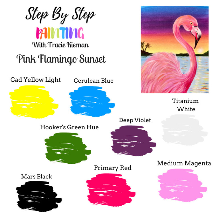Pink Flamingo Sunset - Acrylic Painting Tutorial - Tracie Kiernan ...