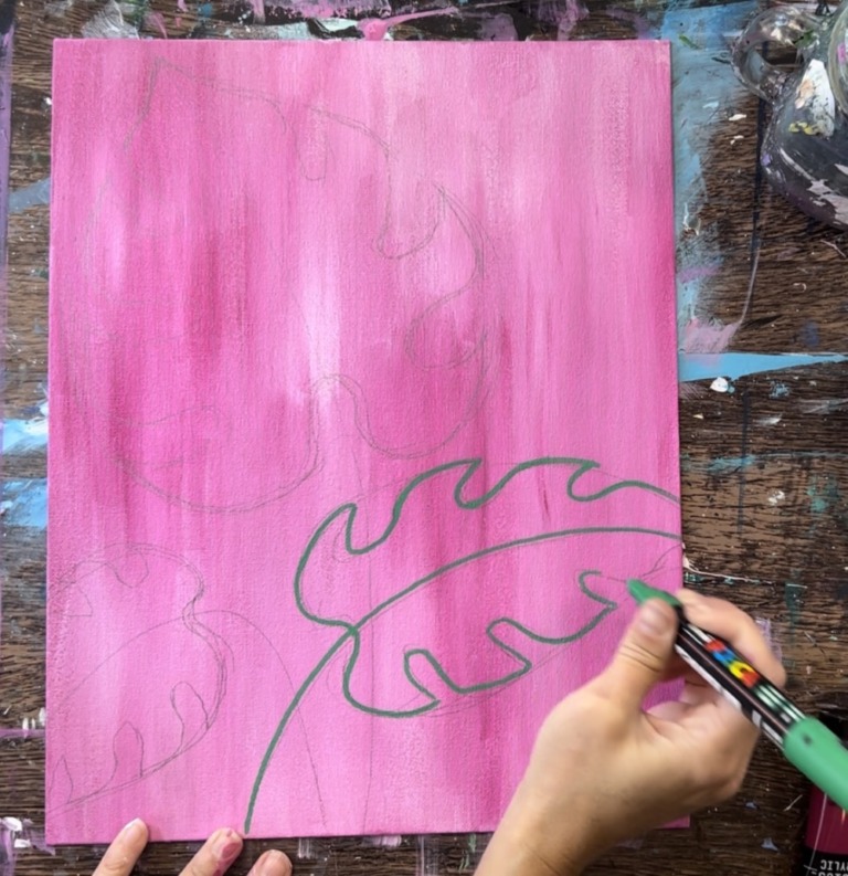 Monstera Leaf Aesthetic - Acrylic Painting Tutorial - Tracie Kiernan - Step By Step Painting