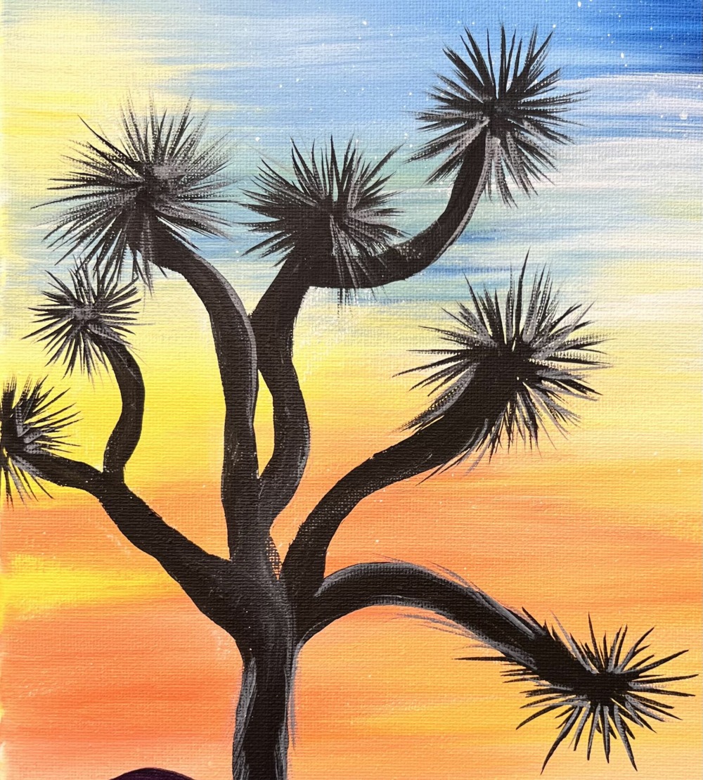 How To Paint "Joshua Trees At Sunset" - Acrylic Painting Tutorial - Tracie Kiernan - Step By ...