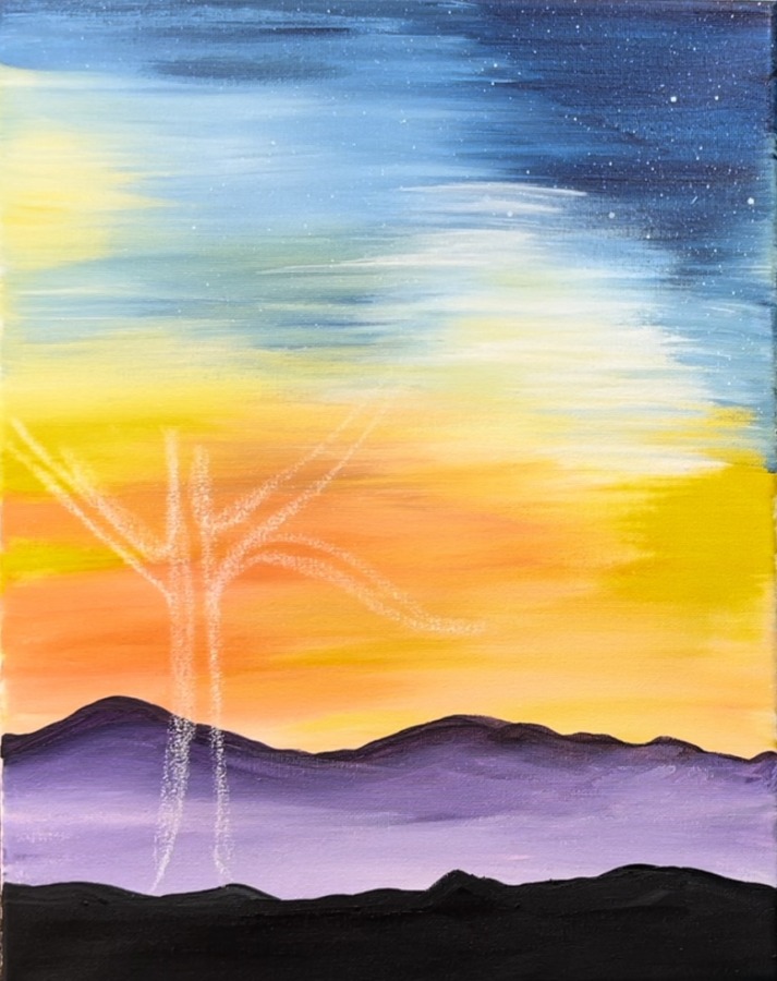 How To Paint "Joshua Trees At Sunset" - Acrylic Painting Tutorial - Tracie Kiernan - Step By ...