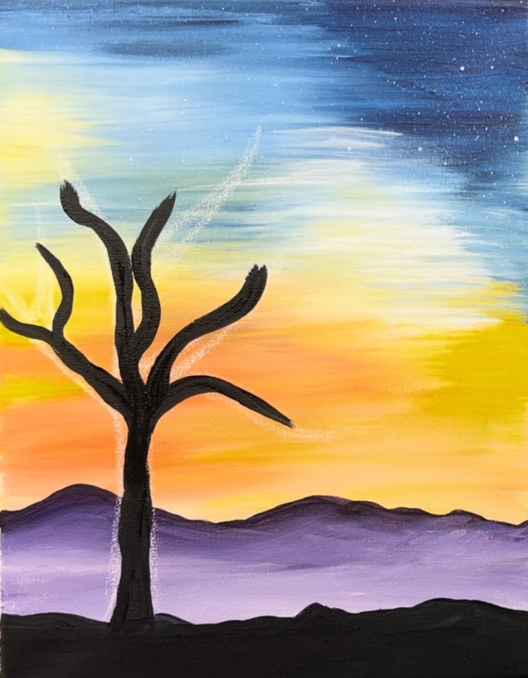 How To Paint "Joshua Trees At Sunset" - Acrylic Painting Tutorial - Tracie Kiernan - Step By ...