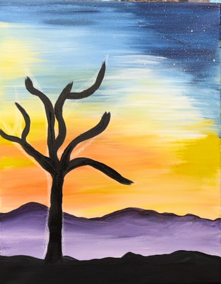 How To Paint "Joshua Trees At Sunset" - Acrylic Painting Tutorial ...