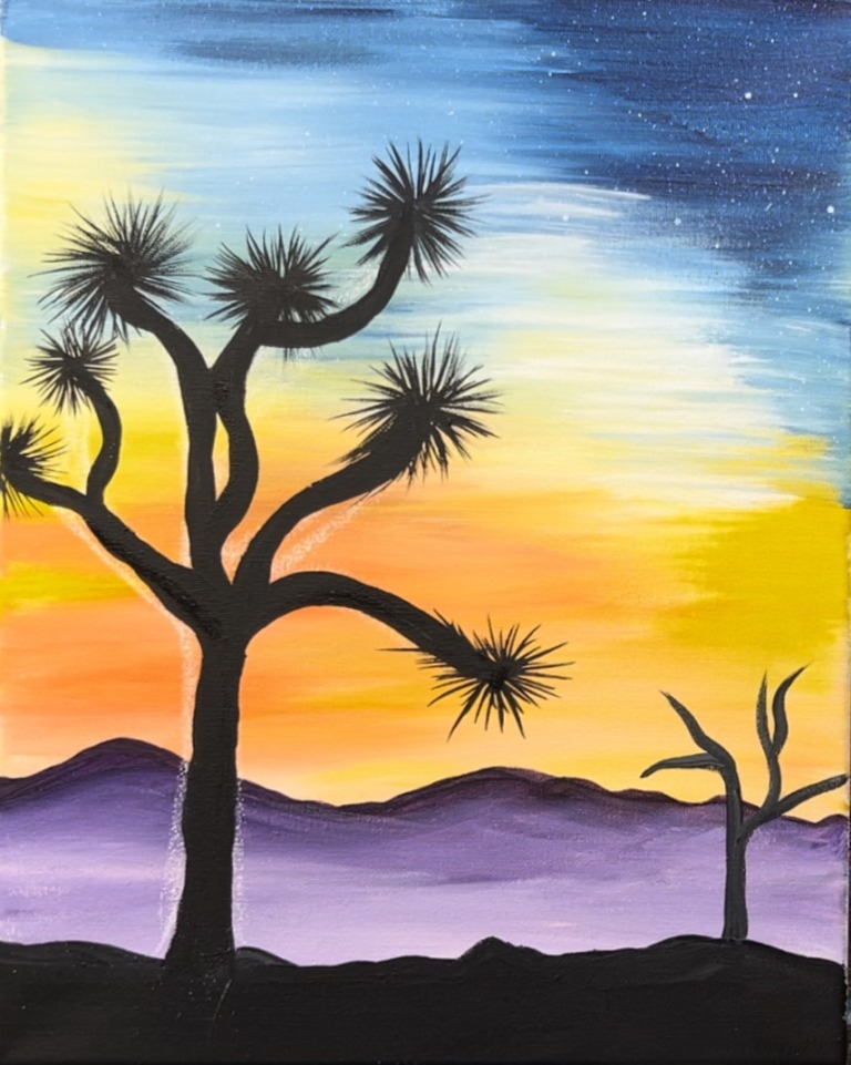 How To Paint "Joshua Trees At Sunset" - Acrylic Painting Tutorial ...
