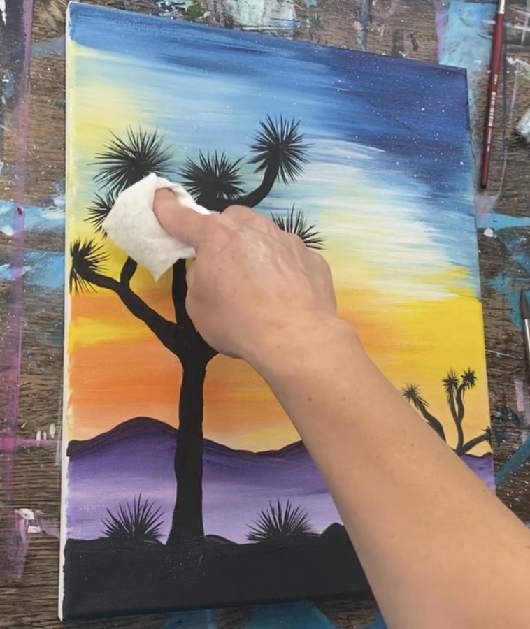 How To Paint "Joshua Trees At Sunset" - Acrylic Painting Tutorial ...