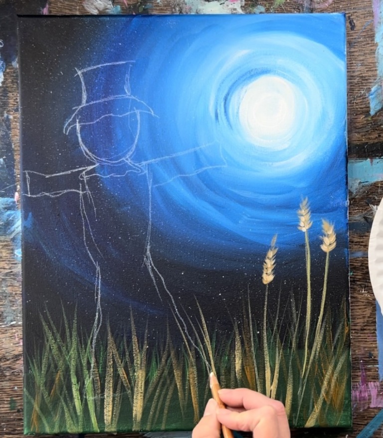 "Scarecrow At Night" - Acrylic Painting Tutorial - Tracie Kiernan ...