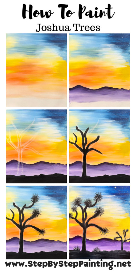 How To Paint "Joshua Trees At Sunset" - Acrylic Painting Tutorial ...