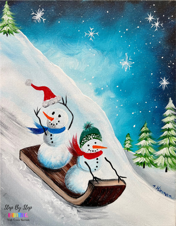 "Hold Onto Your Hats" - Snowmen On Sled - Bonus Tutorial - Tracie ...