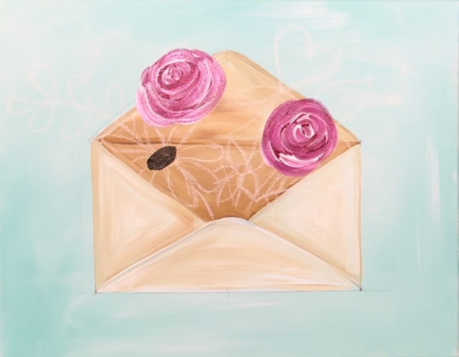 How To Paint - "For You ️" - Floral Envelope - Tracie Kiernan - Step By ...