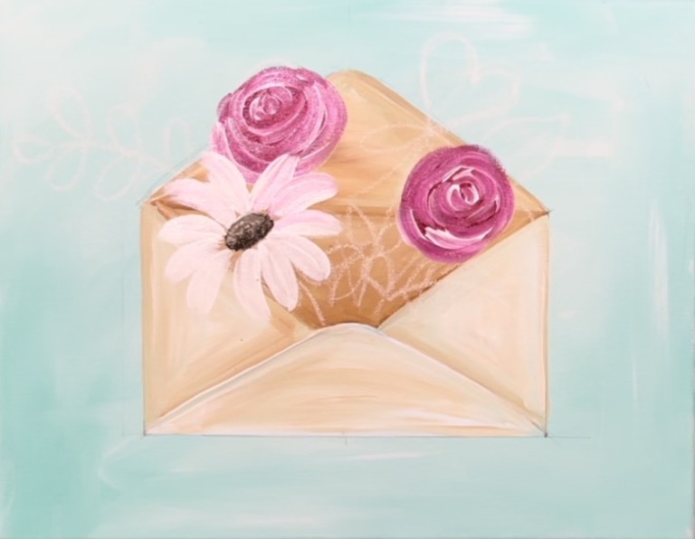 How To Paint - "For You ️" - Floral Envelope - Tracie Kiernan - Step By ...