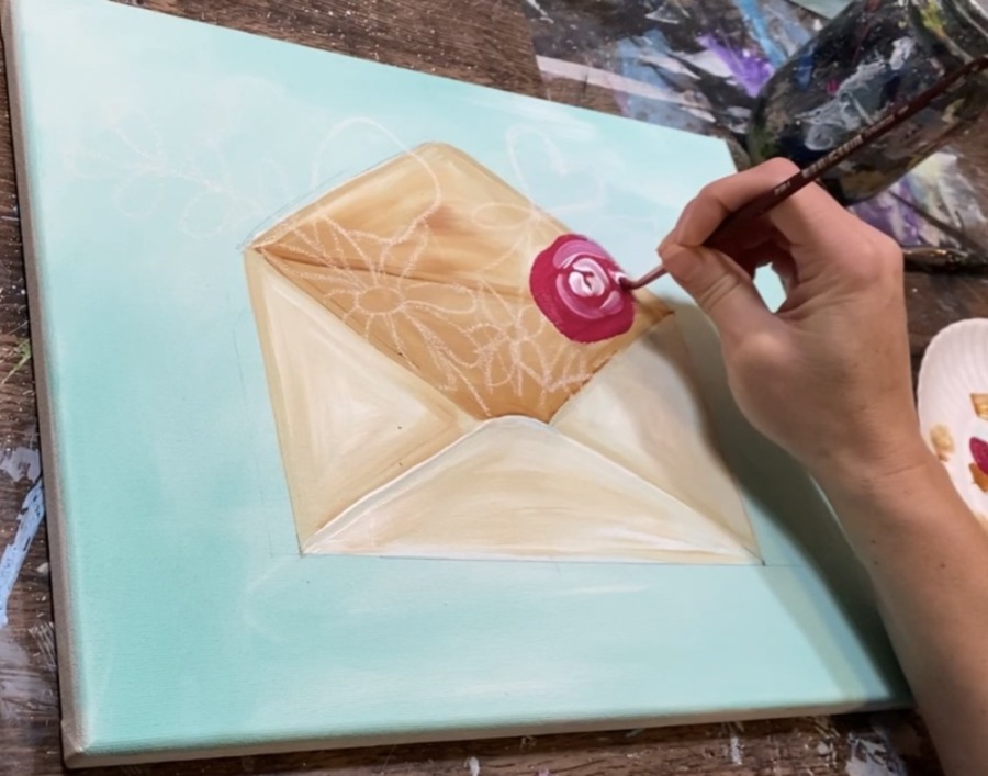 How To Paint - "For You ️" - Floral Envelope - Tracie Kiernan - Step By ...