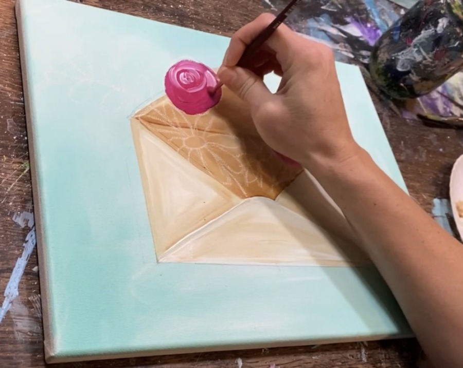 How To Paint - "For You ️" - Floral Envelope - Tracie Kiernan - Step By ...