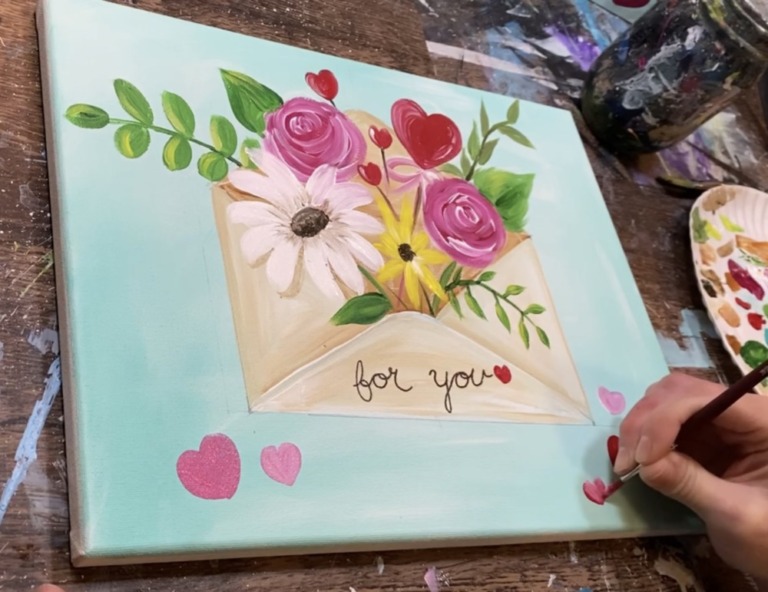 How To Paint - "For You ️" - Floral Envelope - Tracie Kiernan - Step By ...