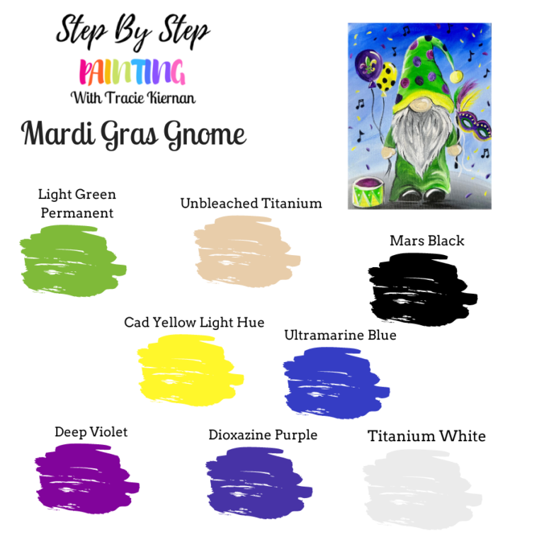 How To Paint A "Mardi Gras Gnome" - Acrylic Painting Tutorial - Tracie ...