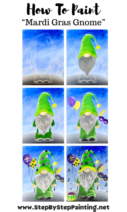 How To Paint A "Mardi Gras Gnome" - Acrylic Painting Tutorial - Tracie ...