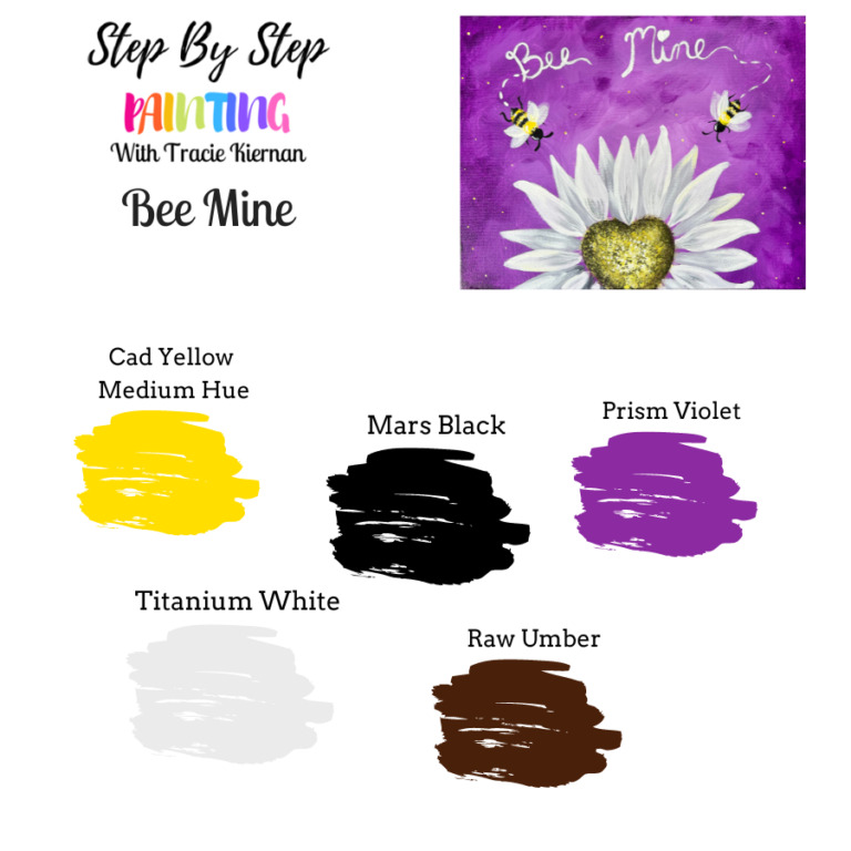 How To Paint "Bee Mine" - Daisy With Bees - Tracie Kiernan - Step By ...