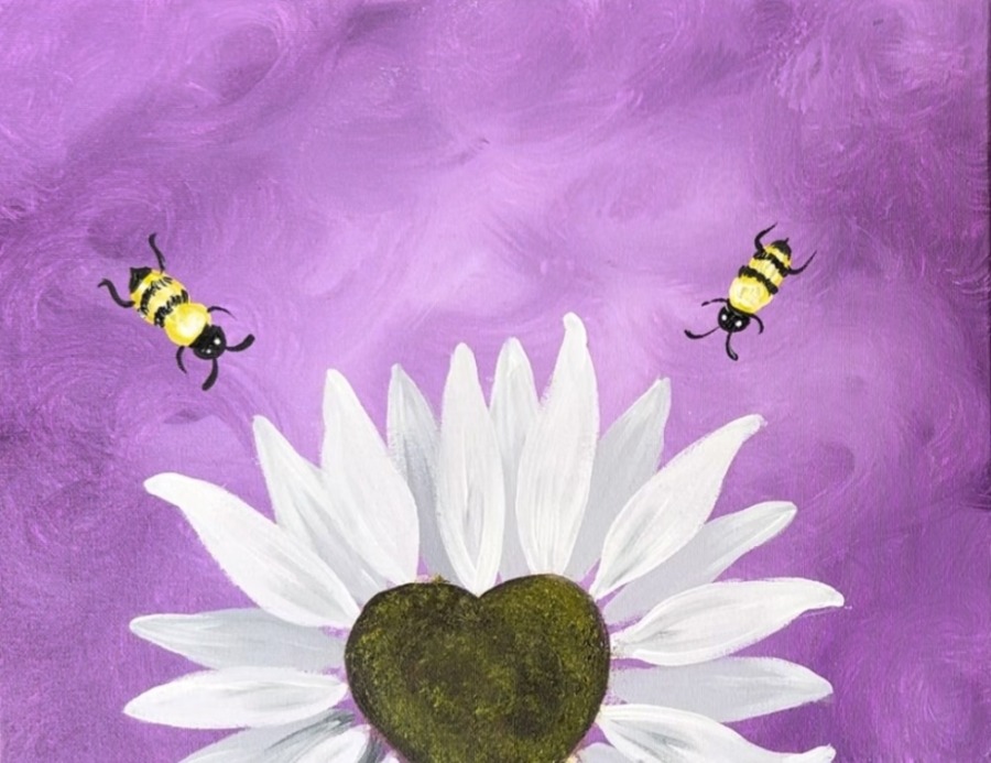 How To Paint "Bee Mine" - Daisy With Bees - Tracie Kiernan - Step By ...