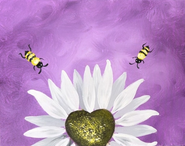 How To Paint "Bee Mine" - Daisy With Bees - Tracie Kiernan - Step By ...