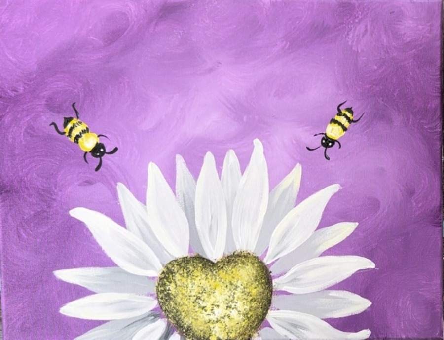 How To Paint "Bee Mine" - Daisy With Bees - Tracie Kiernan - Step By ...