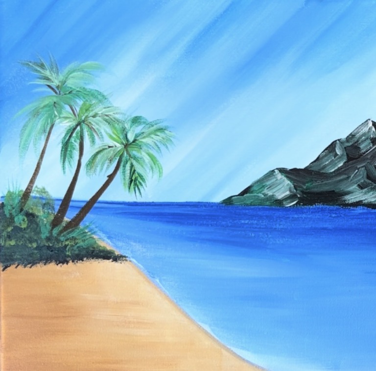 How To Paint A "Tropical Island Beach" - Acrylic Tutorial - Tracie ...