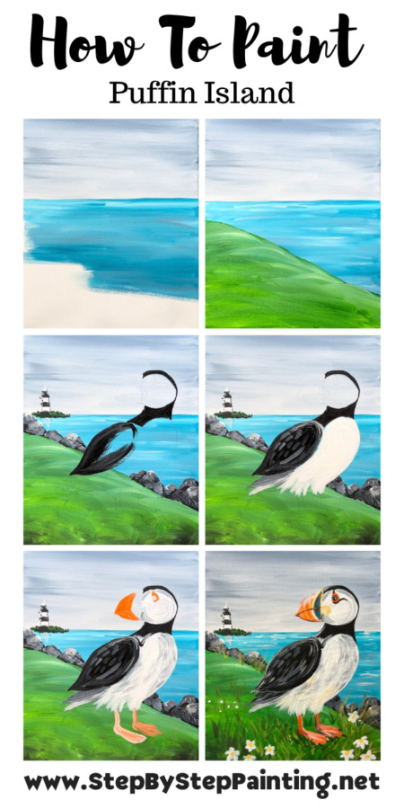 How To Paint "Puffin Island" - Step By Step - Tracie Kiernan - Step By ...