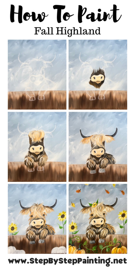 Fall Highland Cow - Acrylic Painting Tutorial - Tracie Kiernan - Step ...
