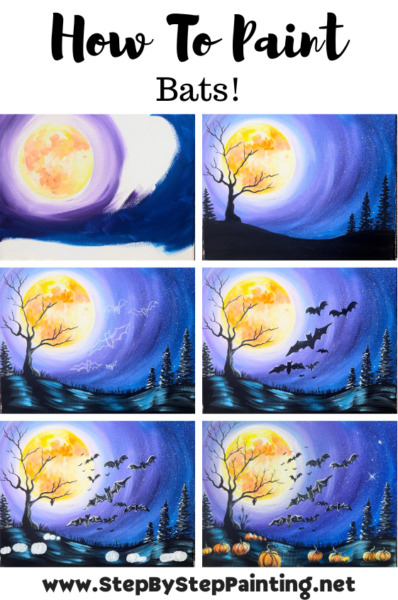 Bats Landscape - Acrylic Painting Tutorial - Tracie Kiernan - Step By ...