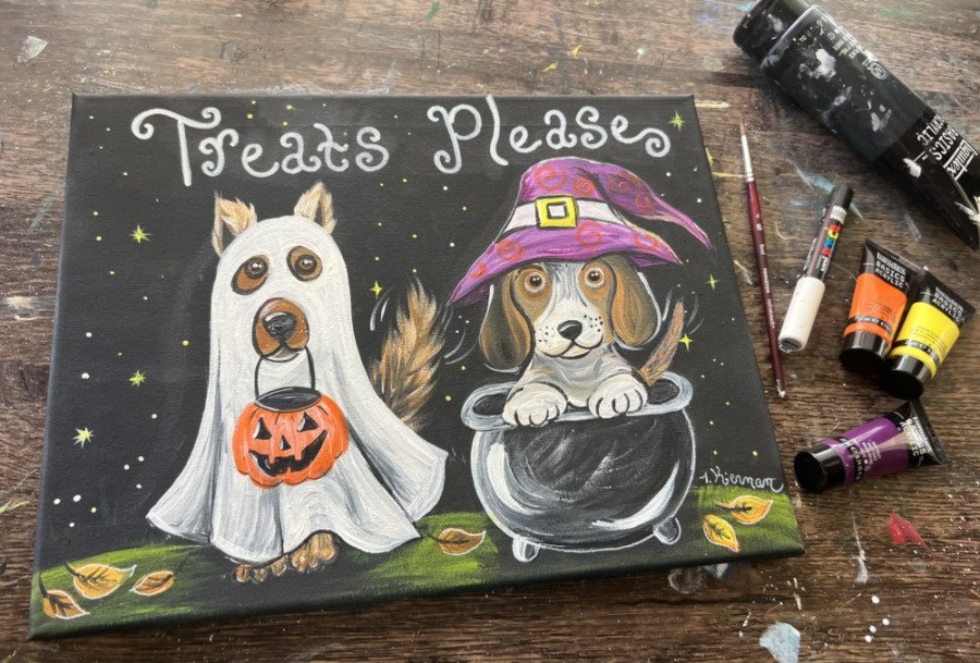 Halloween Dogs - Acrylic Painting Tutorial - Tracie Kiernan - Step By ...