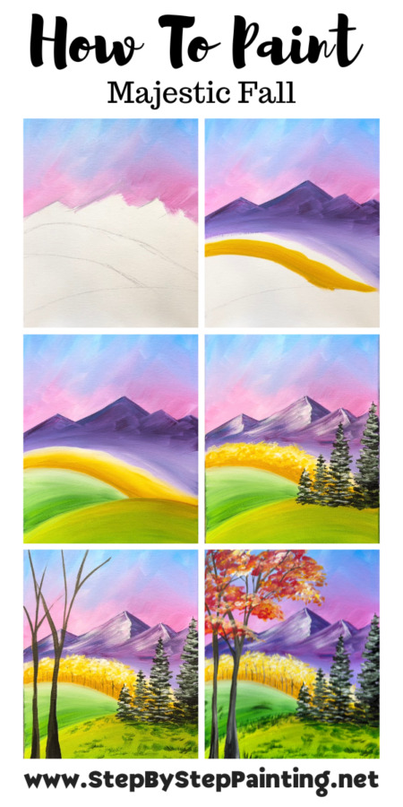 How To Paint "Majestic Fall Landscape" - Acrylic Painting Tutorial ...