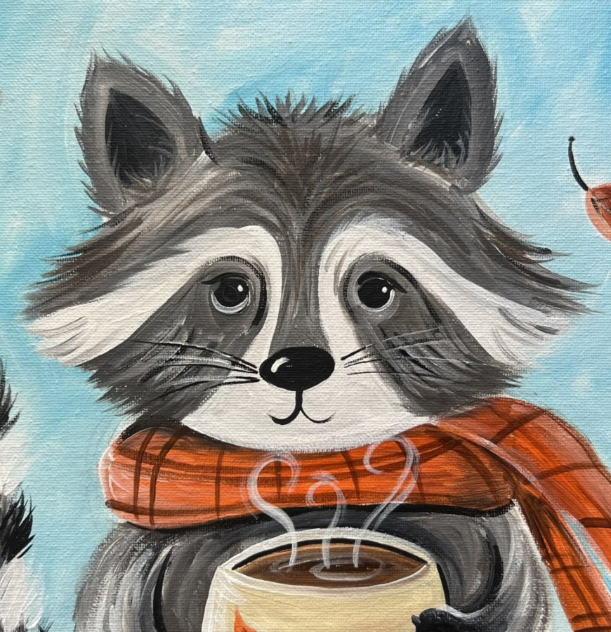 Cozy Fall Raccoon - Acrylic Painting Tutorial - Tracie Kiernan - Step ...