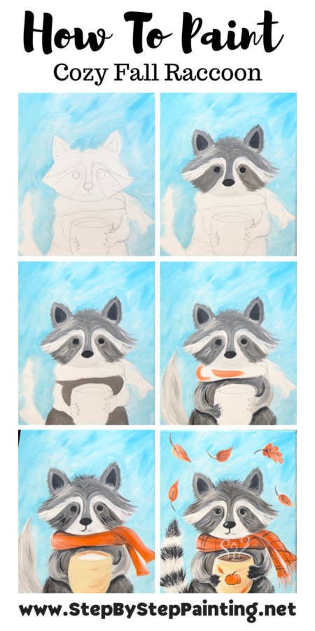 Cozy Fall Raccoon - Acrylic Painting Tutorial - Tracie Kiernan - Step ...