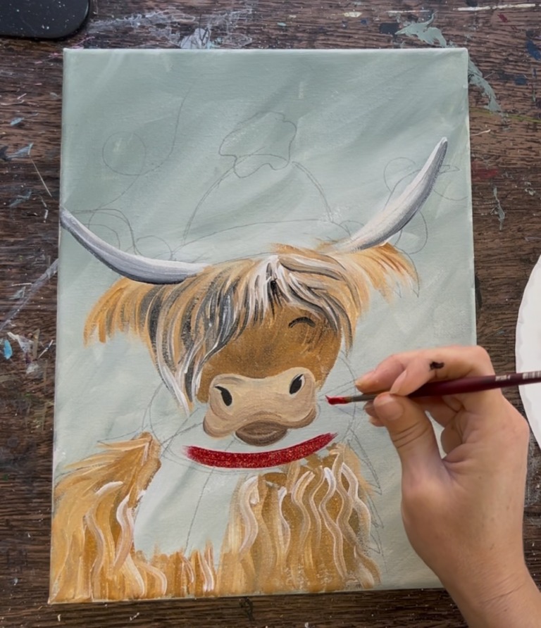 Festive Highland Cow - Acrylic Painting Tutorial - Tracie Kiernan ...