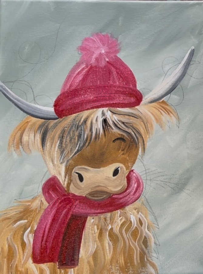 Festive Highland Cow - Acrylic Painting Tutorial - Tracie Kiernan ...
