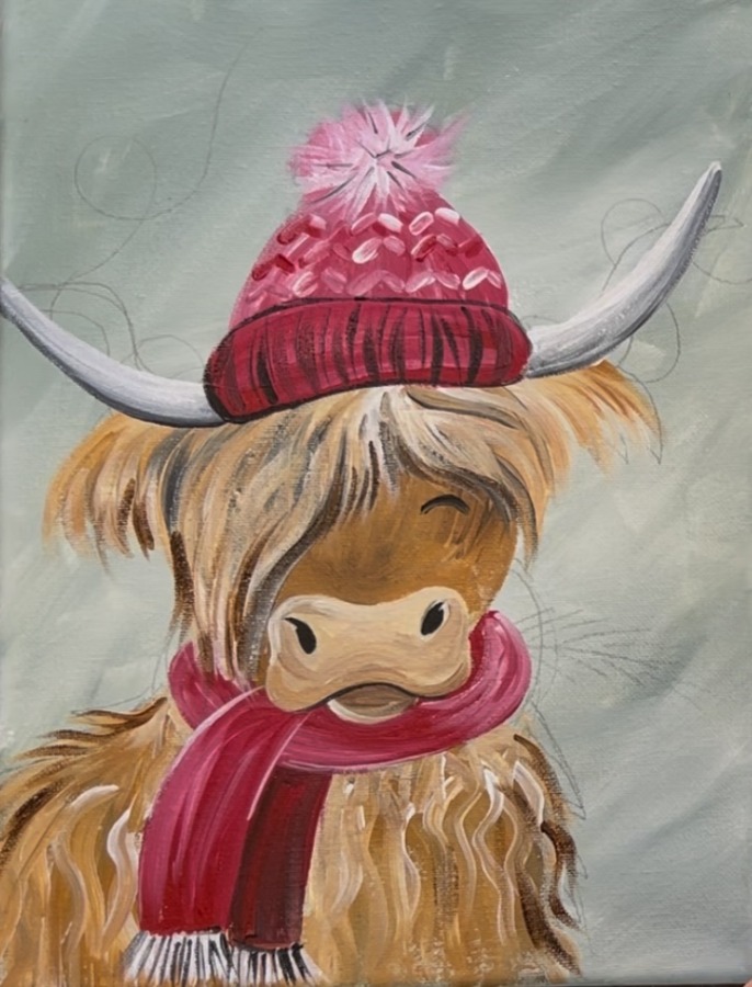 Festive Highland Cow - Acrylic Painting Tutorial - Tracie Kiernan ...