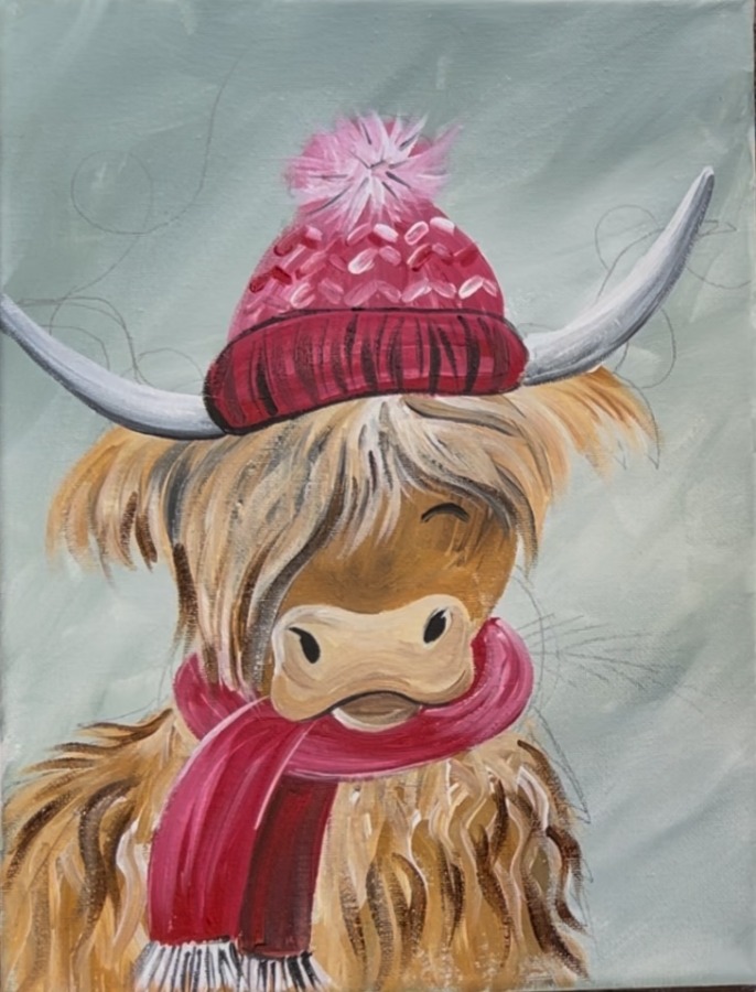 Festive Highland Cow - Acrylic Painting Tutorial - Tracie Kiernan ...