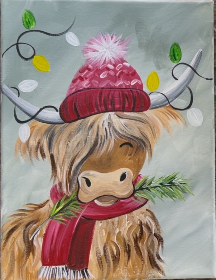 Festive Highland Cow - Acrylic Painting Tutorial - Tracie Kiernan ...