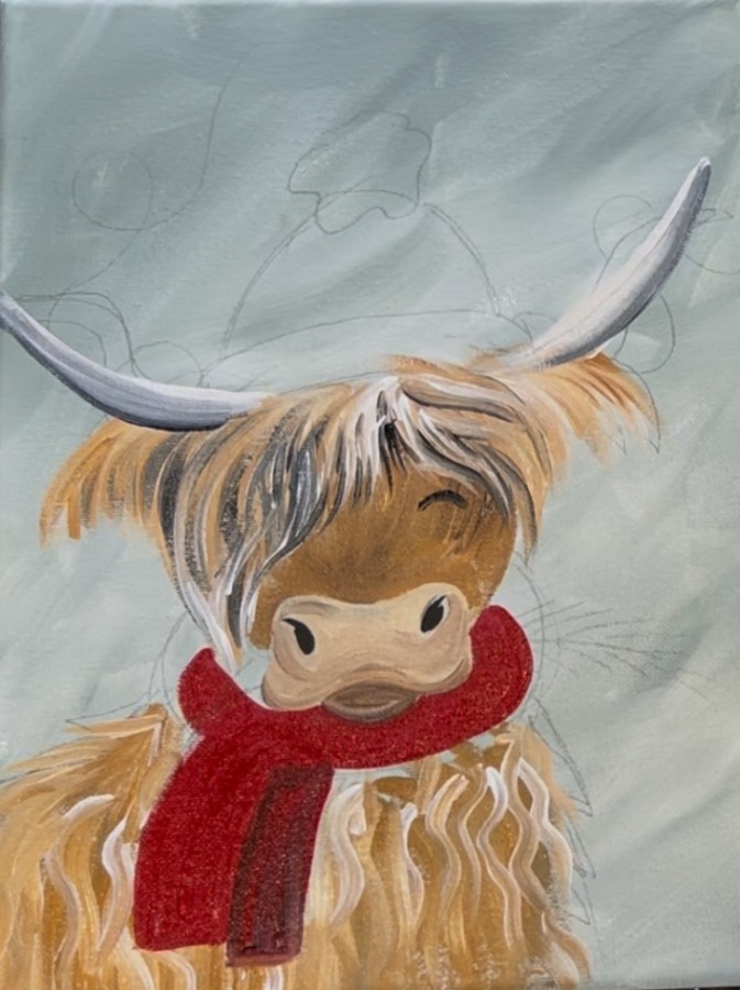 Festive Highland Cow - Acrylic Painting Tutorial - Tracie Kiernan ...