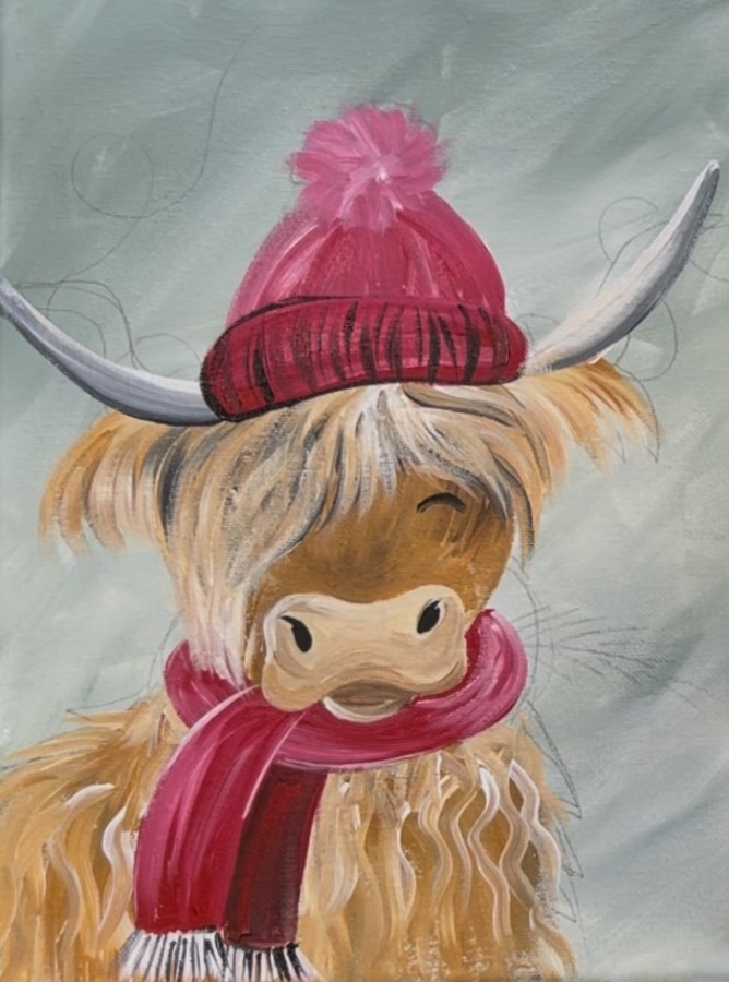 Festive Highland Cow - Acrylic Painting Tutorial - Tracie Kiernan ...
