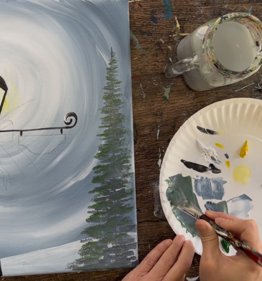 Christmas Lamppost - "Oh Holy Night" - Acrylic Painting Tutorial ...