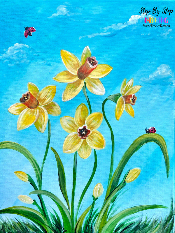 Ladybug Daffodils - Bonus Tutorial - Tracie Kiernan - Step By Step Painting
