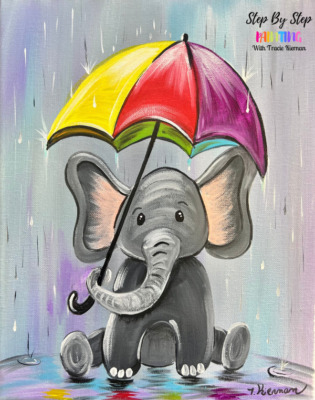 Elephant Raindrops - Acrylic Painting Tutorial - Tracie Kiernan - Step ...
