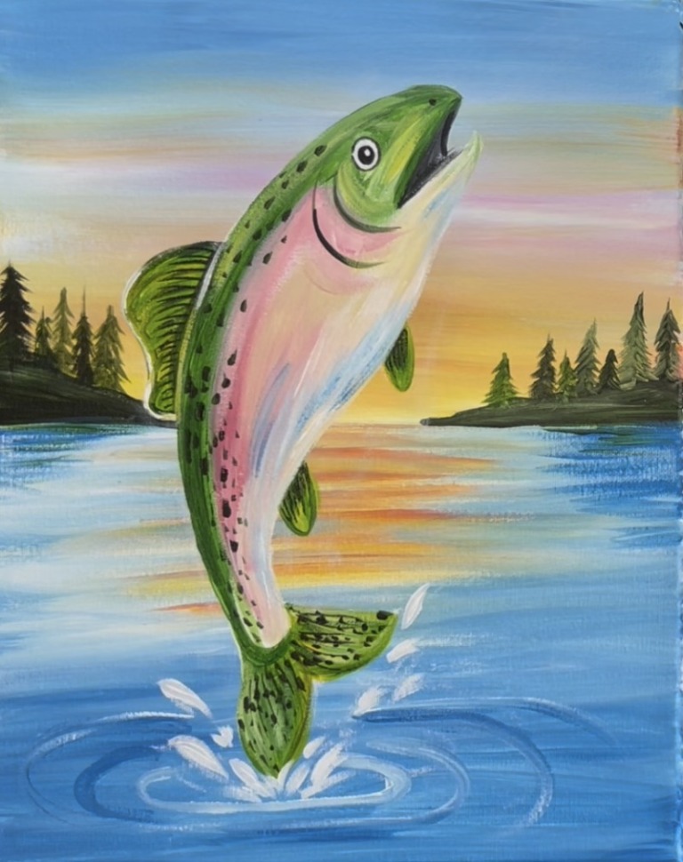 "Sunset Catch" - How To Paint A Rainbow Trout - Acrylic Tutorial ...