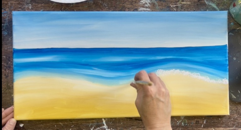 How To Paint "Seaside Parade" - Colorful Umbrellas Lined Up On A Beach ...