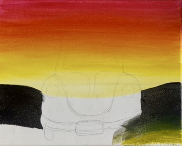 Sunset Surf Bug - Acrylic Tutorial - Tracie Kiernan - Step By Step Painting